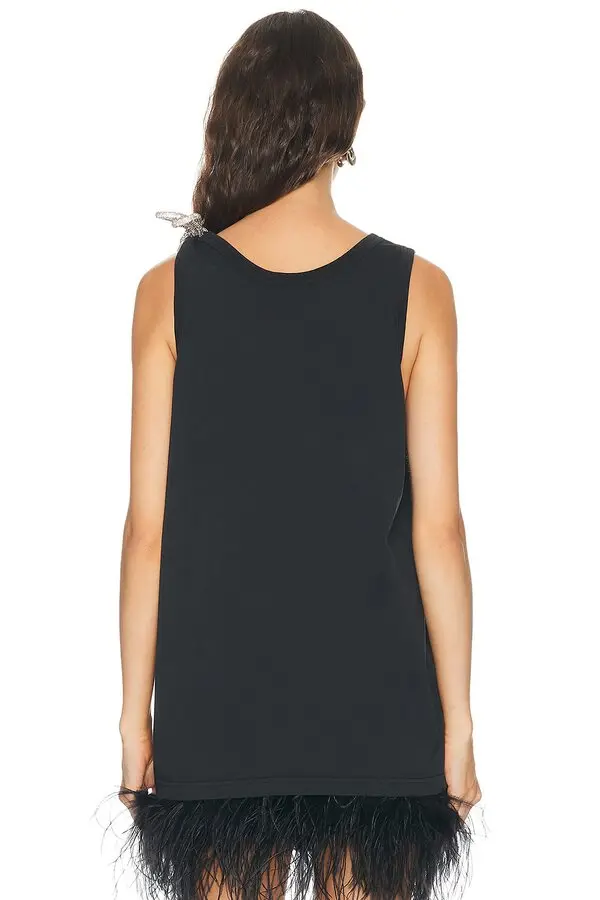 AREA Crystal Knot Tank Top - Washed Black