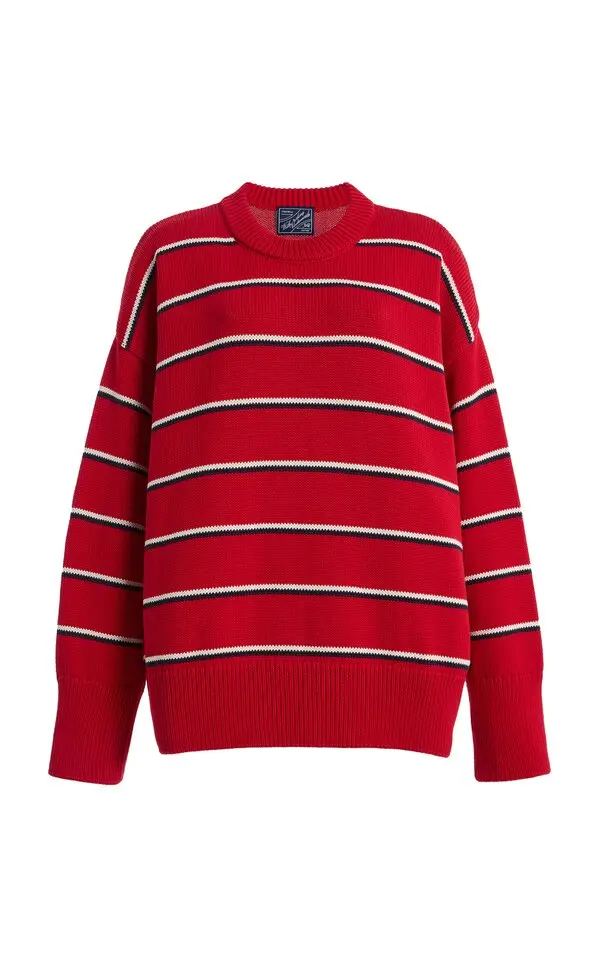 WITH NOTHING UNDERNEATH Exclusive Cornwall Striped Organic Cotton Crewneck Sweater