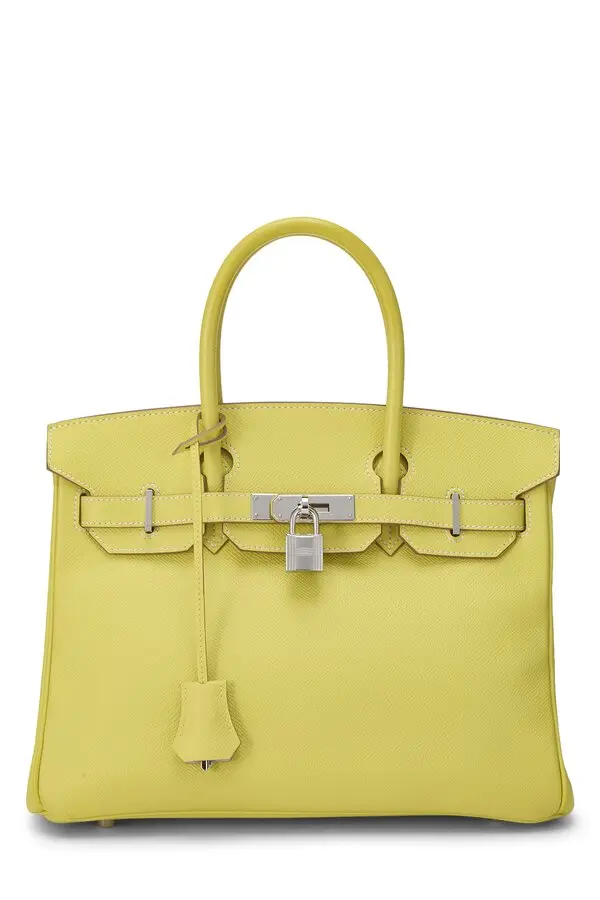 Hermès Lime, Gris Perle Epsom Candy Birkin 30 - Yellow