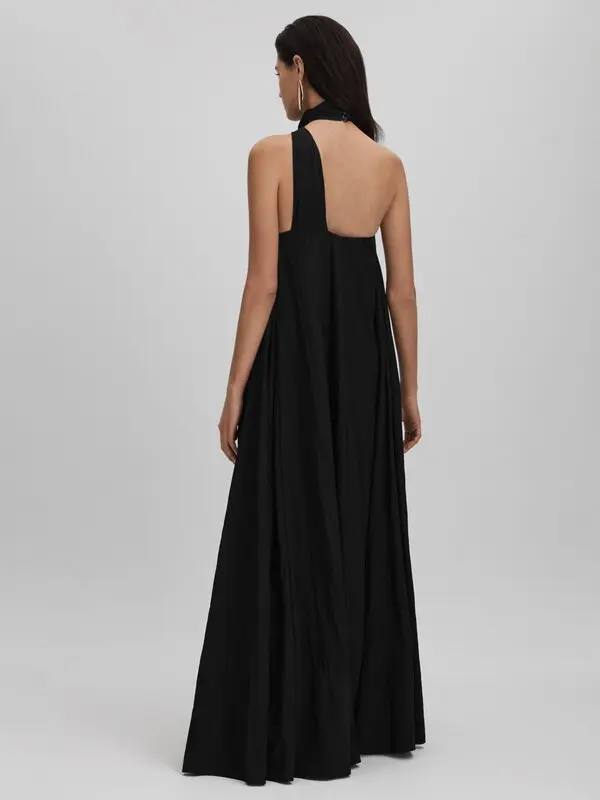 REISS Phoebe Taffeta Halter Neck Maxi Dress