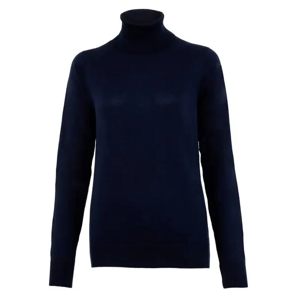 PAUL JAMES KNITWEAR Ultra Fine Cotton Terri Roll Neck Long Sleeve Jumper - Blue