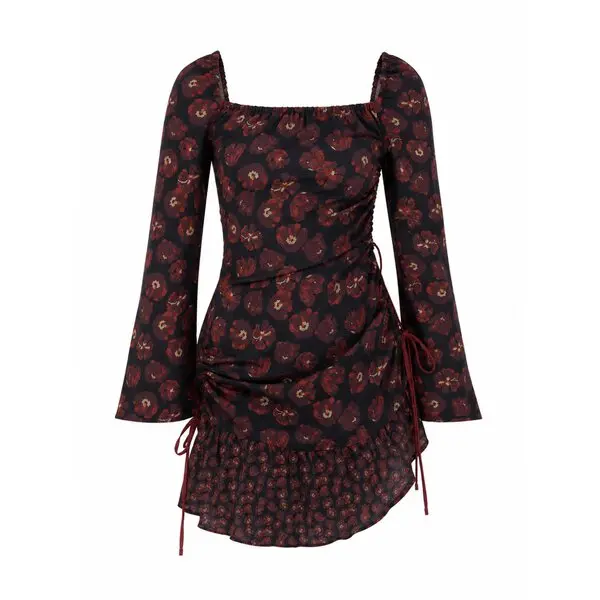 Carmen Says Lullaby Floral-printed Short Dress - Black