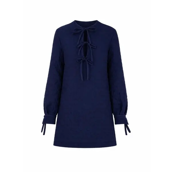 Carmen Says Quilted Mini Dress - Blue