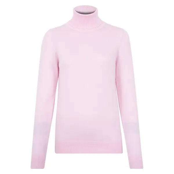 PAUL JAMES KNITWEAR Ultra Fine Cotton Roll Neck Long Sleeve Jumper - Pink