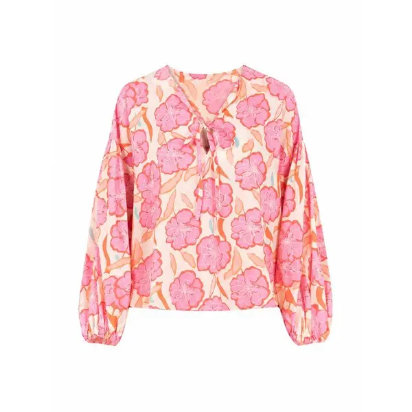 Carmen Says Marigold Floral Print Blouse - Pink