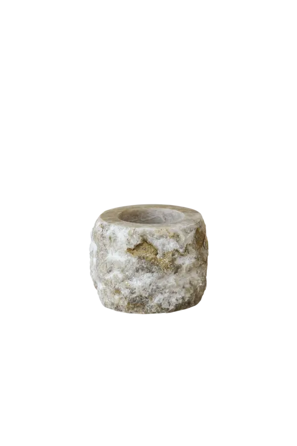 Botanical Boys Neutrals Rough Cut Onyx Candleholder Xl Fourteen Four - Black
