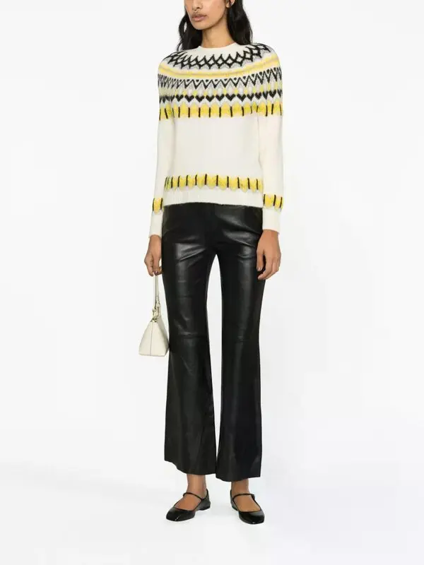 Maje Calf Leather Flared Trousers
