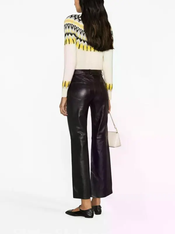 Maje Calf Leather Flared Trousers