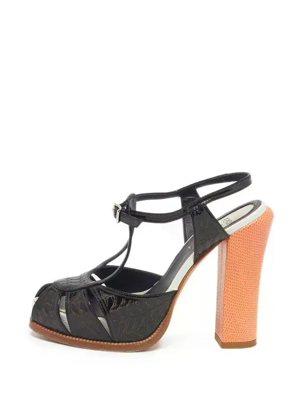 Fendi Patent Leather Chameleon Cut-out Sandals