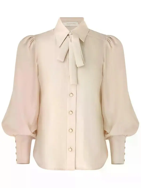 Zimmermann Natura Blouson Shirt Beige Silk