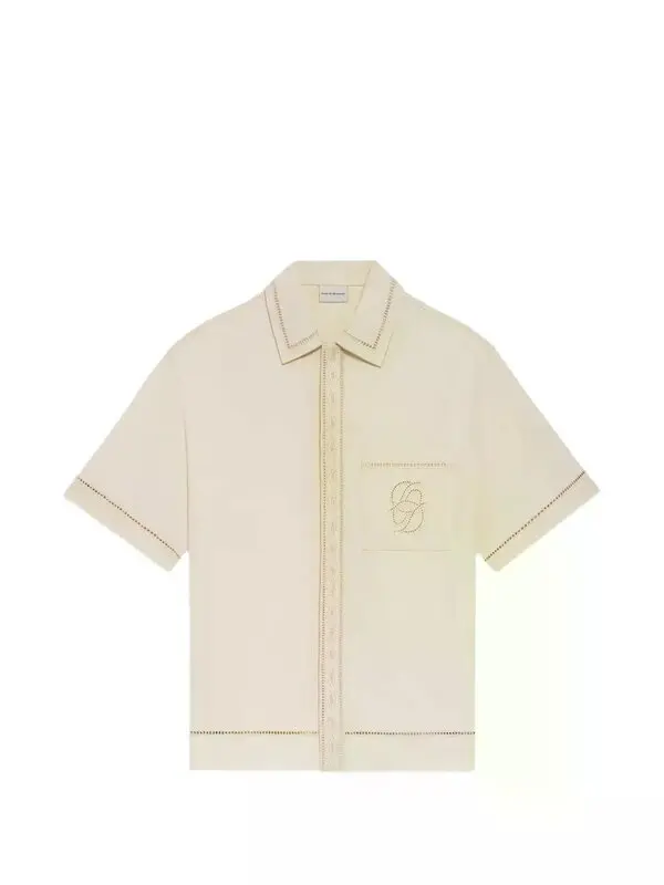 Drole De Monsieur D Mirror Embroidery Cotton Shirt - Neutrals