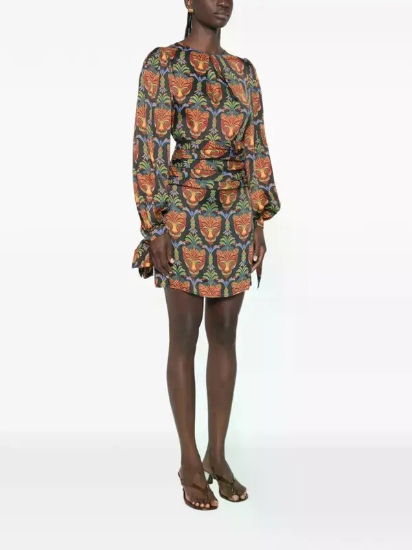 Farm Rio Boho Animal-pattern Mini Dress