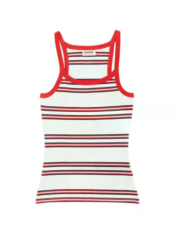 Zadig&Voltaire Albao Striped Cotton Blend Tank Top - Blue