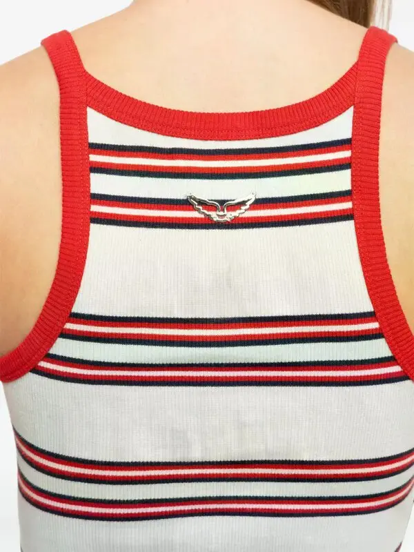 Zadig&Voltaire Albao Striped Cotton Blend Tank Top - Blue