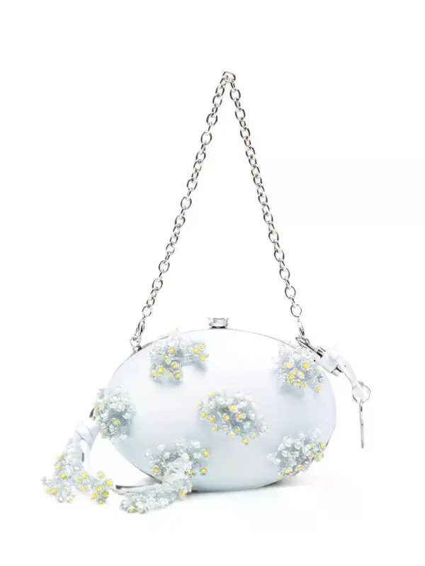 SELF-PORTRAIT Floral Beaded Clutch Bag - Blue