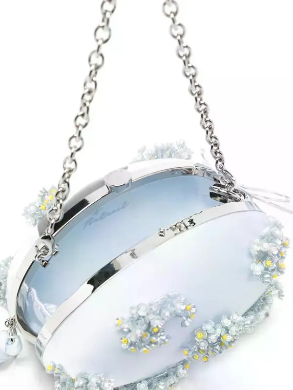 SELF-PORTRAIT Floral Beaded Clutch Bag - Blue
