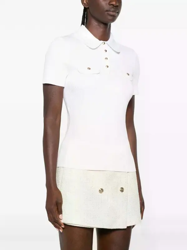 Maje Ribbed Knit Polo Top