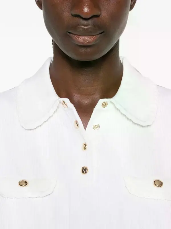 Maje Ribbed Knit Polo Top