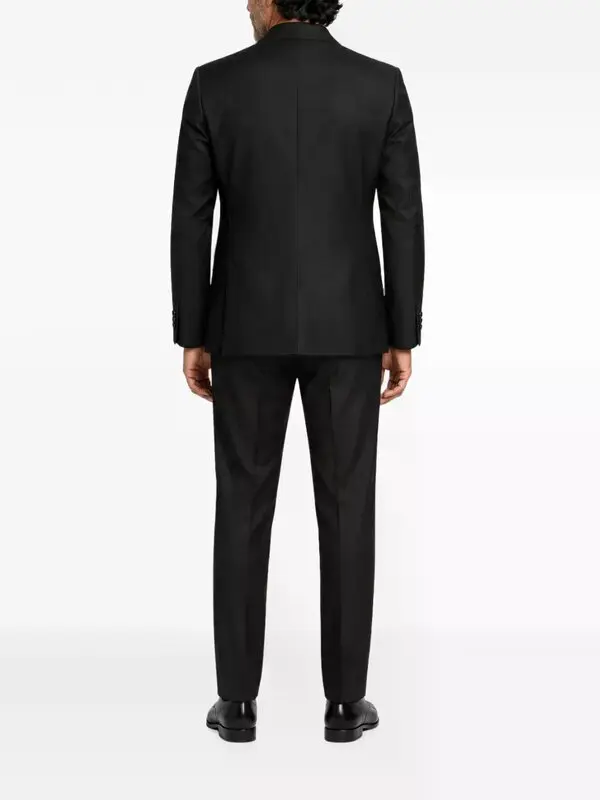 FRANZESE COLLECTION Double-breasted Satin-trim Suit - Black