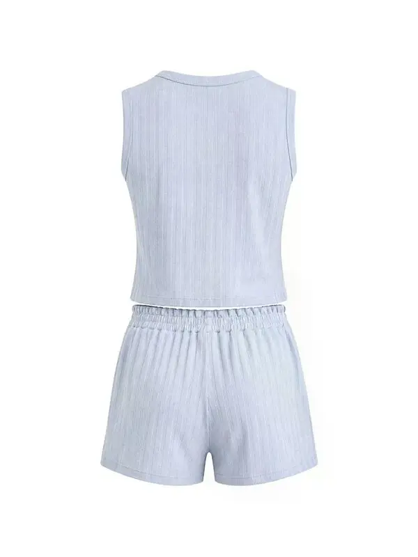 Polo Ralph Lauren Ribbed Knit Logo Pajamas - Blue
