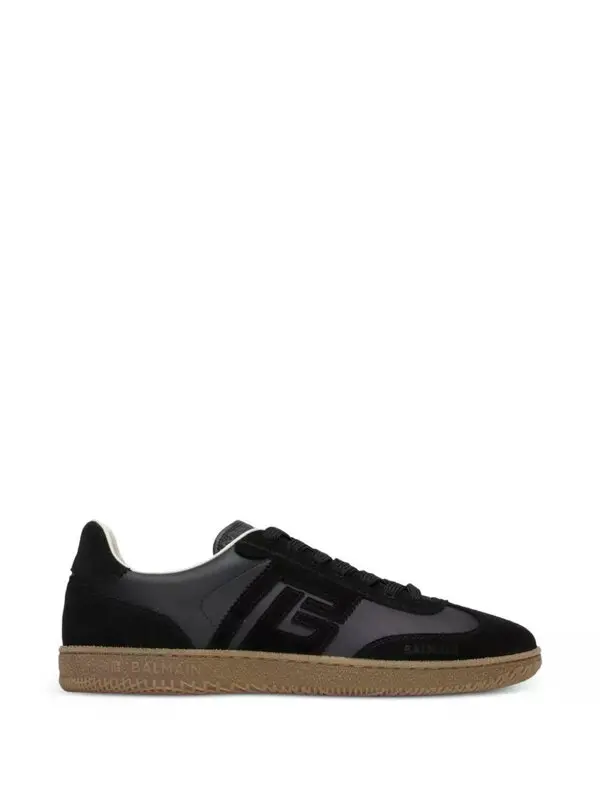 Balmain Swan Leather And Suede Trainers - Black