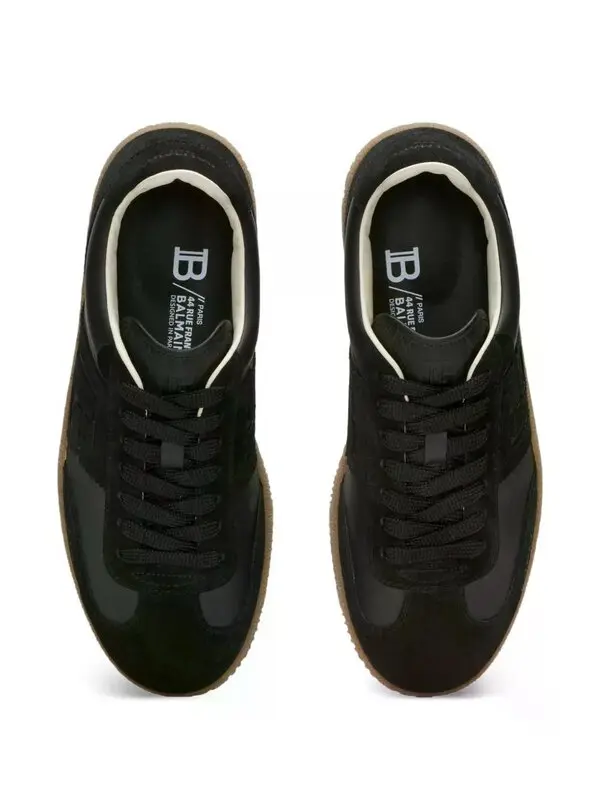 Balmain Swan Leather And Suede Trainers - Black