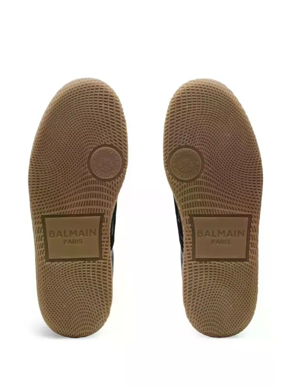 Balmain Swan Leather And Suede Trainers - Black