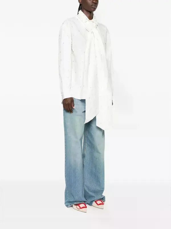 Maje Pearl Embellished Pussy-bow Shirt