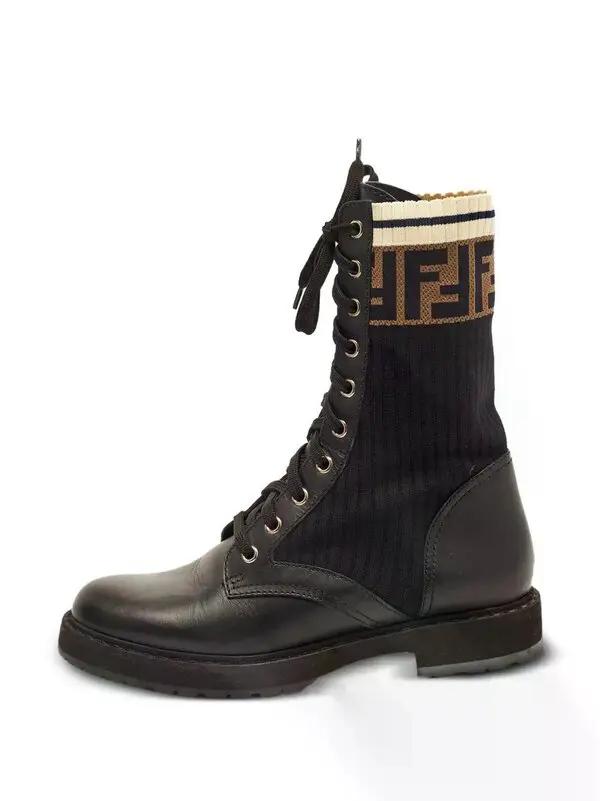 Fendi Rockoko Leather Combat Boots