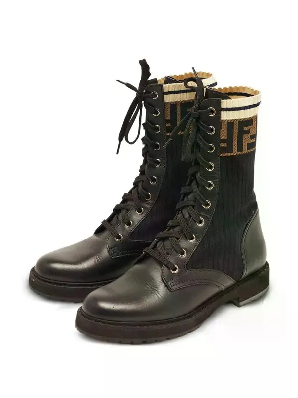 Fendi Rockoko Leather Combat Boots