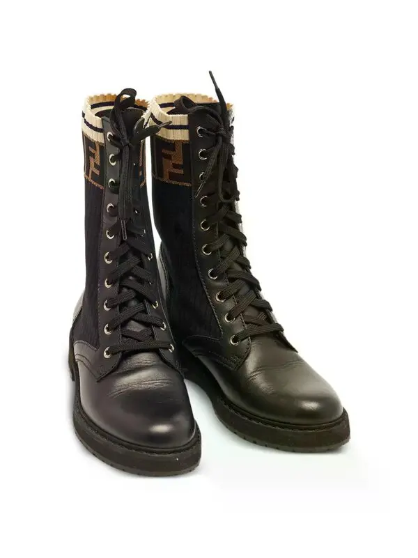 Fendi Rockoko Leather Combat Boots