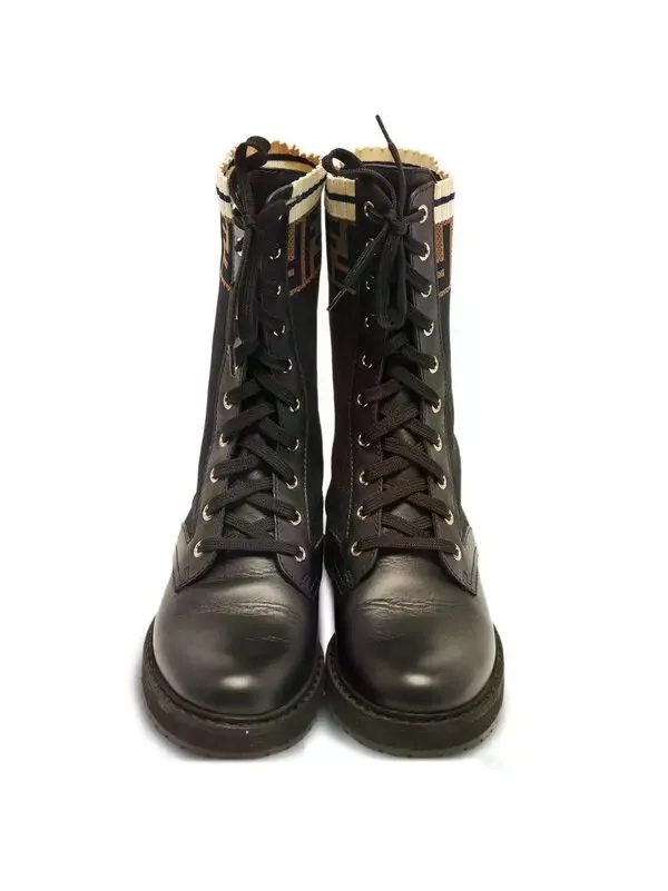 Fendi Rockoko Leather Combat Boots