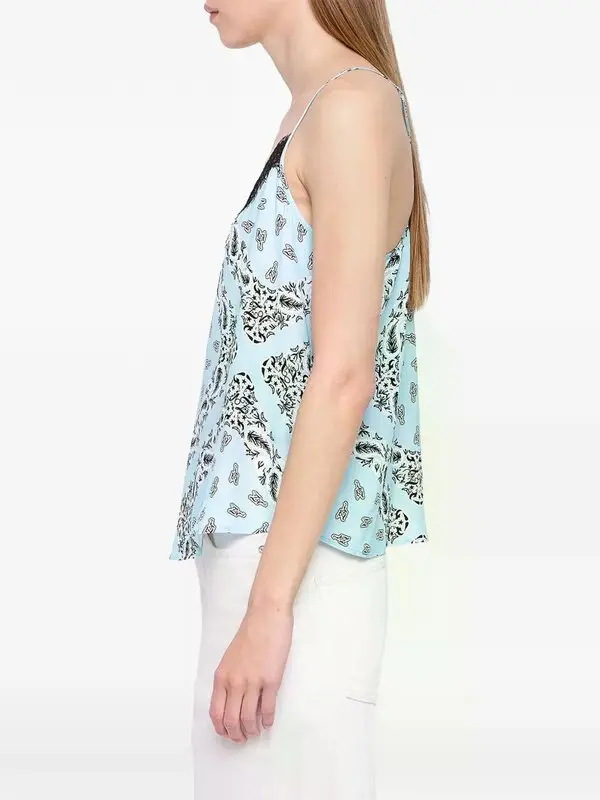 Zadig&Voltaire Cespa Camisole Printed Viscose With Lace Detail - Blue