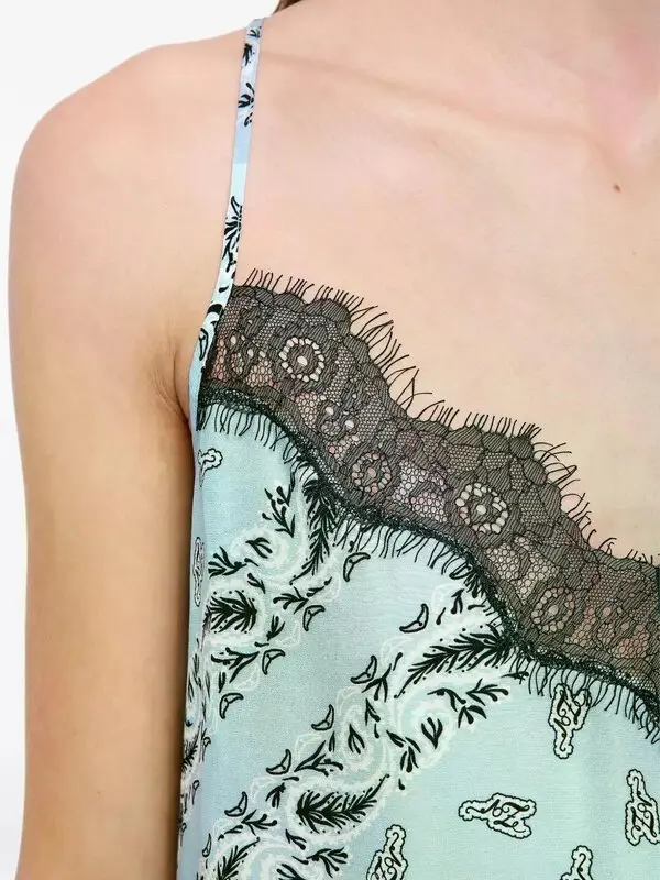 Zadig&Voltaire Cespa Camisole Printed Viscose With Lace Detail - Blue