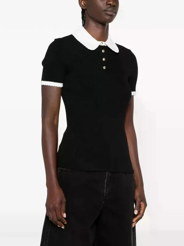 Maje Ribbed Polo Top