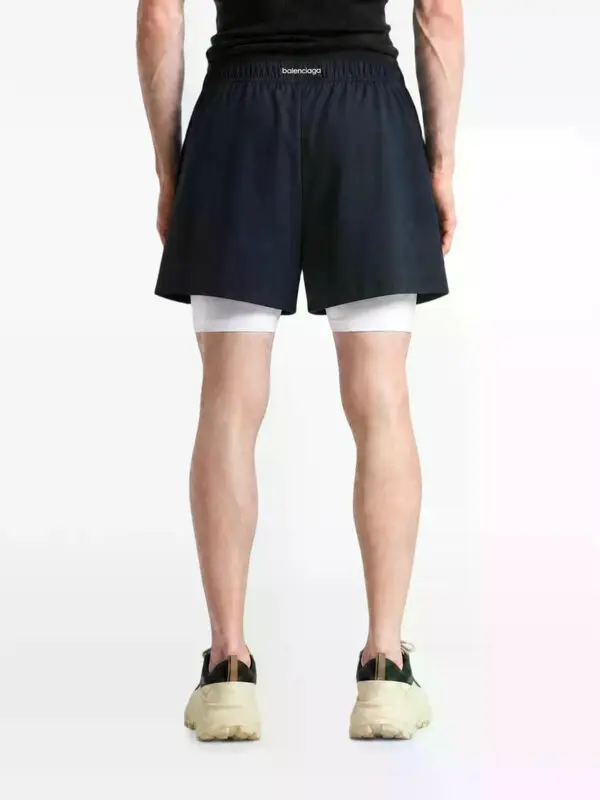 Balenciaga Layered Design Logo-print Shorts