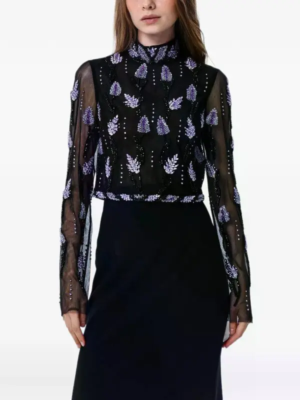 DINA MELWANI Amethyst Embroidered Maxi Dress