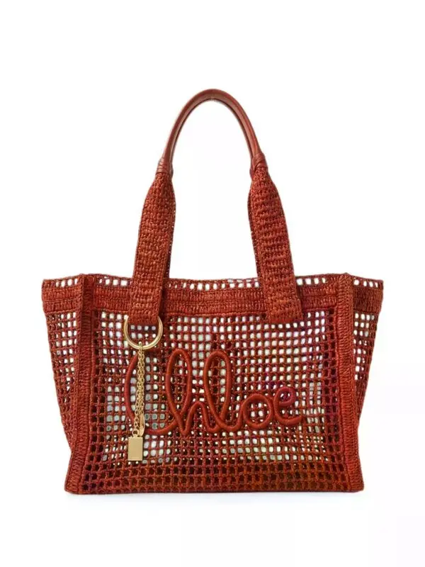 Chloé Logo Patch Open-knit Tote Bag