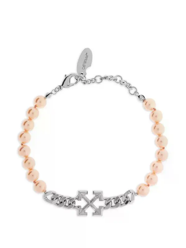 Off-White Arrows Glass-pearl Bracelet - Silver