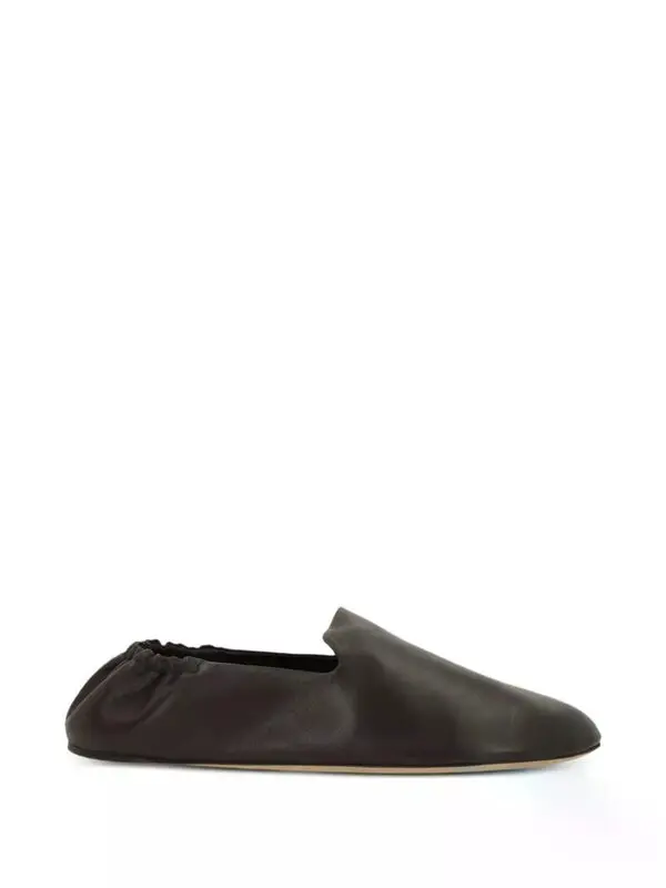 THE ROW Ruched Heel Leather Loafers