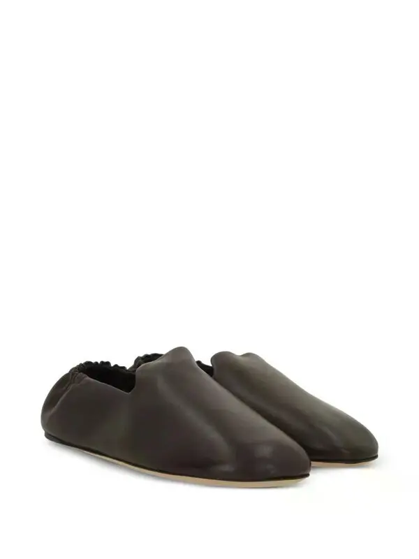 THE ROW Ruched Heel Leather Loafers