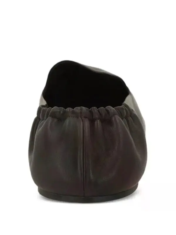 THE ROW Ruched Heel Leather Loafers
