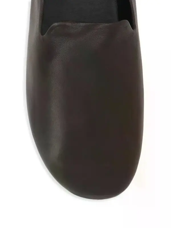 THE ROW Ruched Heel Leather Loafers