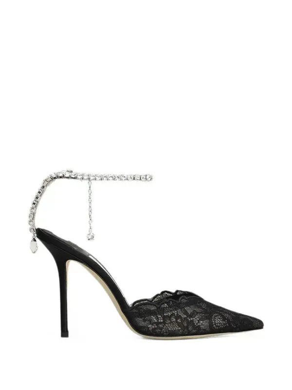 JIMMY CHOO Saeda Crystal-embellished Lace Pumps