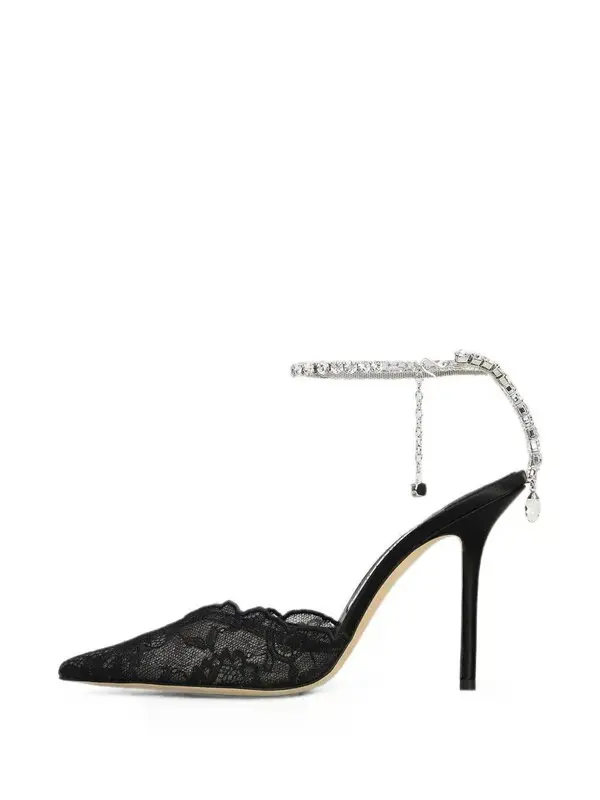 JIMMY CHOO Saeda Crystal-embellished Lace Pumps