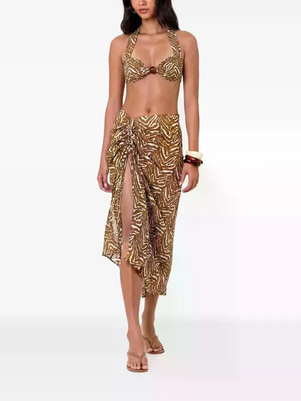 NICHOLAS Lia Ruched Slit Midi Skirt