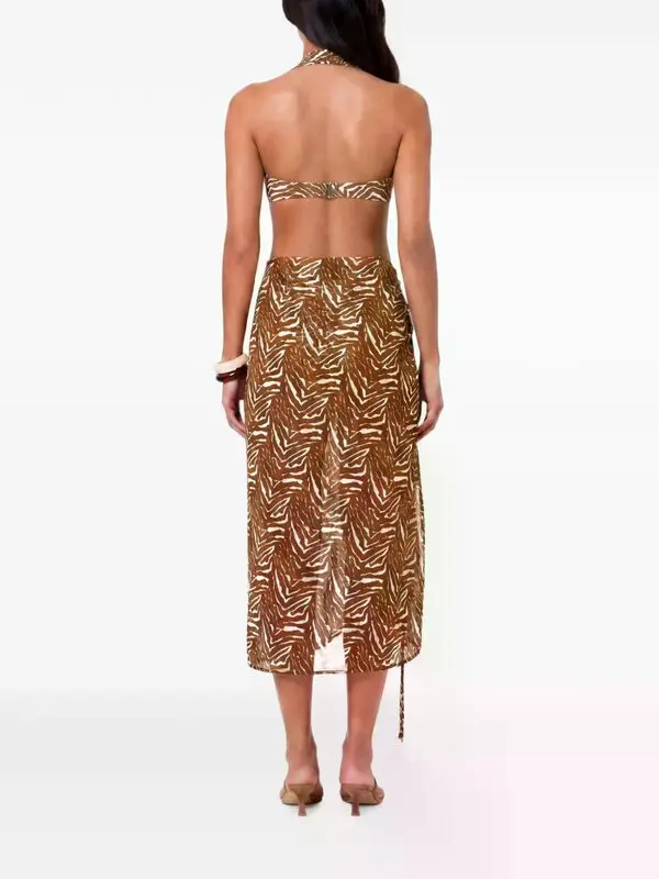 NICHOLAS Lia Ruched Slit Midi Skirt