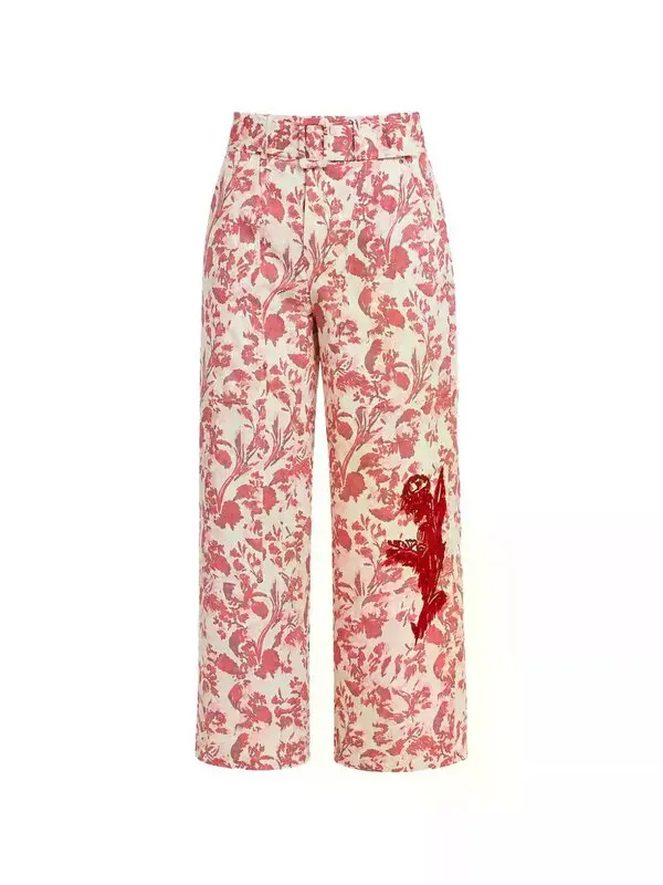 Cinq À Sept Floral Print Belted Trousers