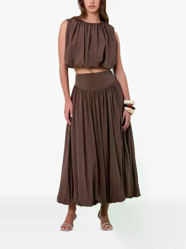 NICHOLAS Nadira Chocolate Gathered Top - Brown