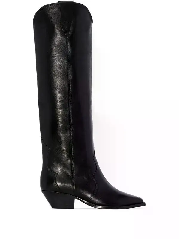 Isabel Marant Étoile Denvee Wedge Cowboy Boots - Black